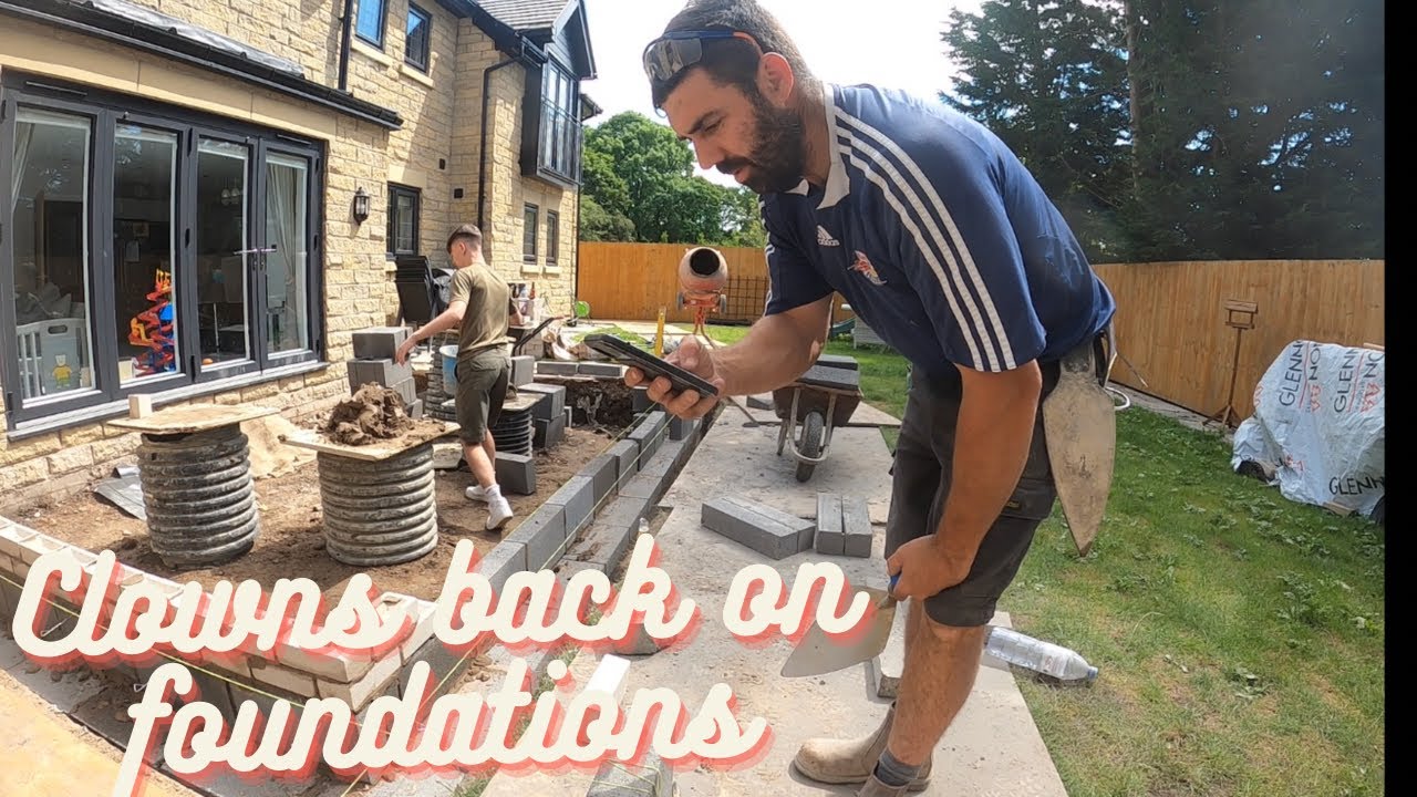 Bricklaying #stone extension bad foundations (p1) #bricklaying# ...