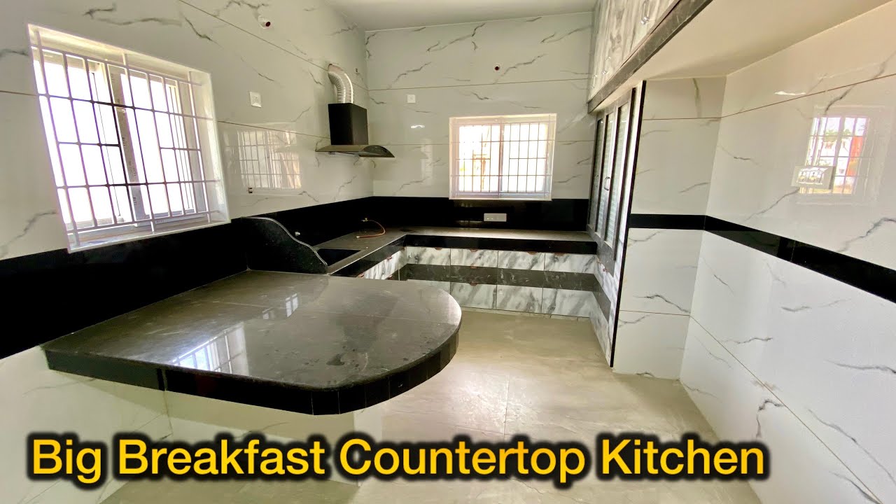 Modular Kitchen with Big Breakfast Countertop// Granite Tabletop 🔥🔥 ...