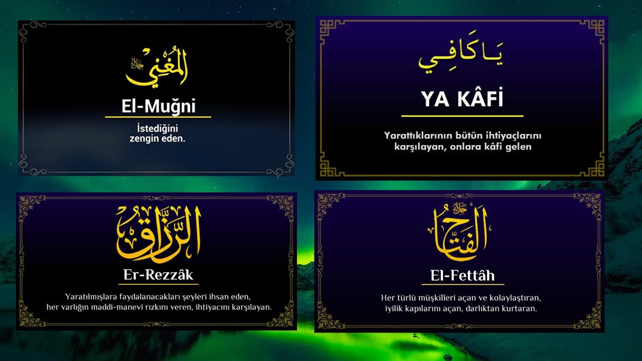 ya kafi ya muğni ya fettah ya rezzak 101 Tekrar HIZLI Zenginlik Esması - YouTube