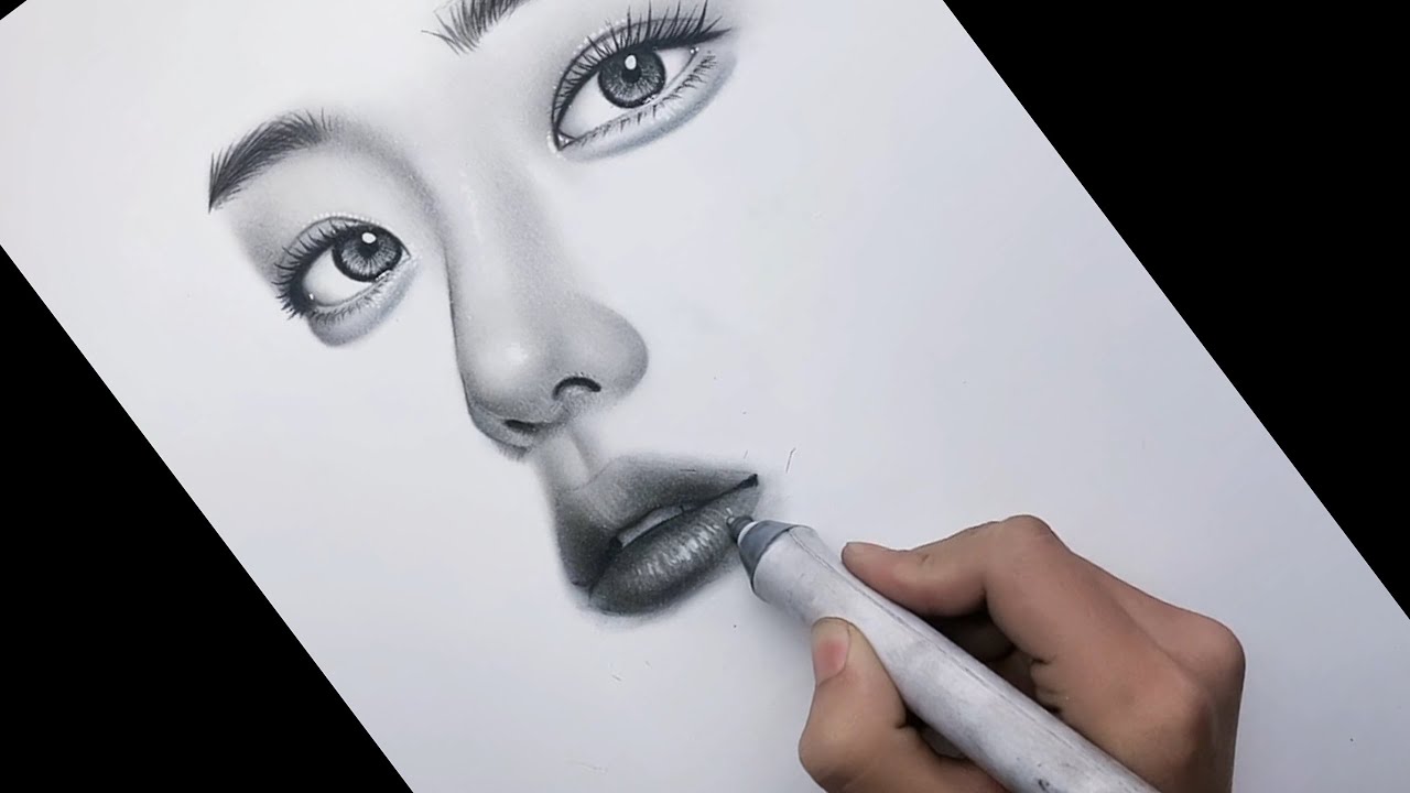 Learn to draw Hyper Realistic Lips Step by step Charcoal Pencil - How ...