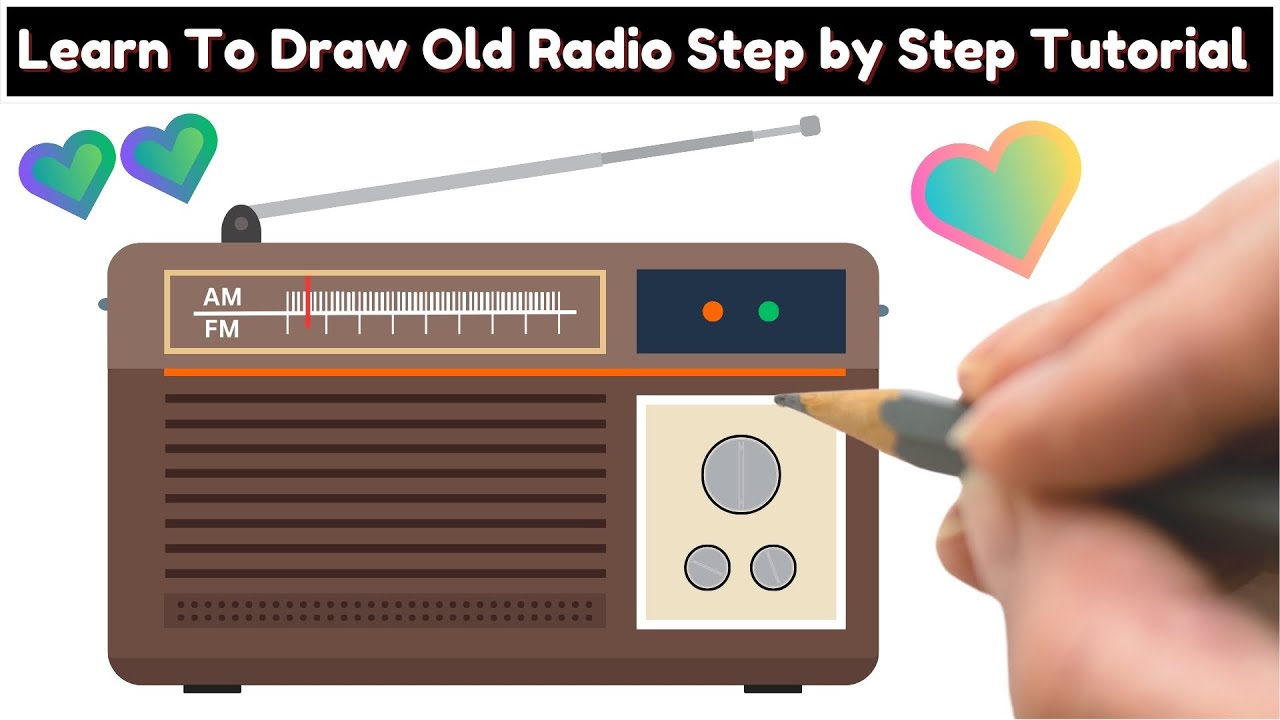 How to draw an old RADIO Step by step easy and fun guide - YouTube