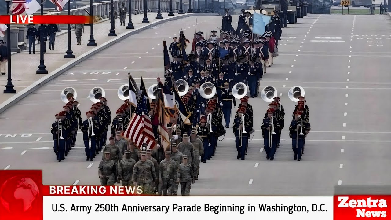 U.S. Army 250th Anniversary Parade Beginning in Washington, D.C. - YouTube