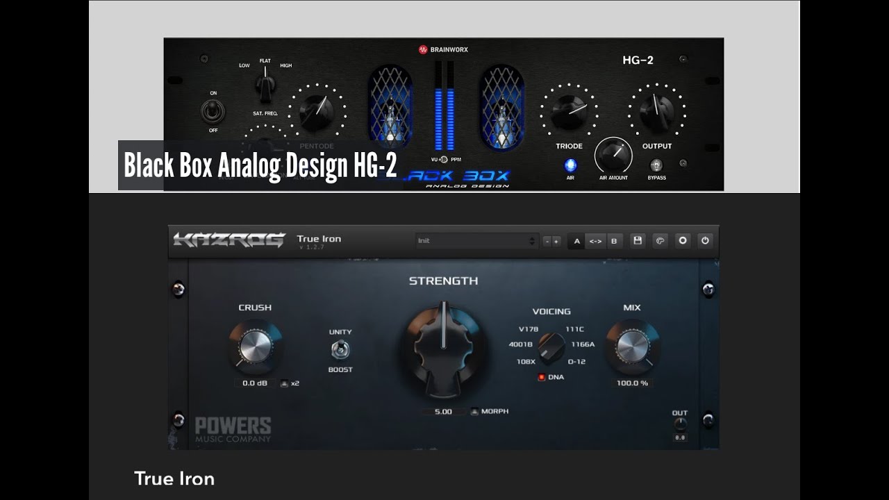 Black Box Analog Design HG-2 vs Kazrog True Iron | Saturation Plugins ...