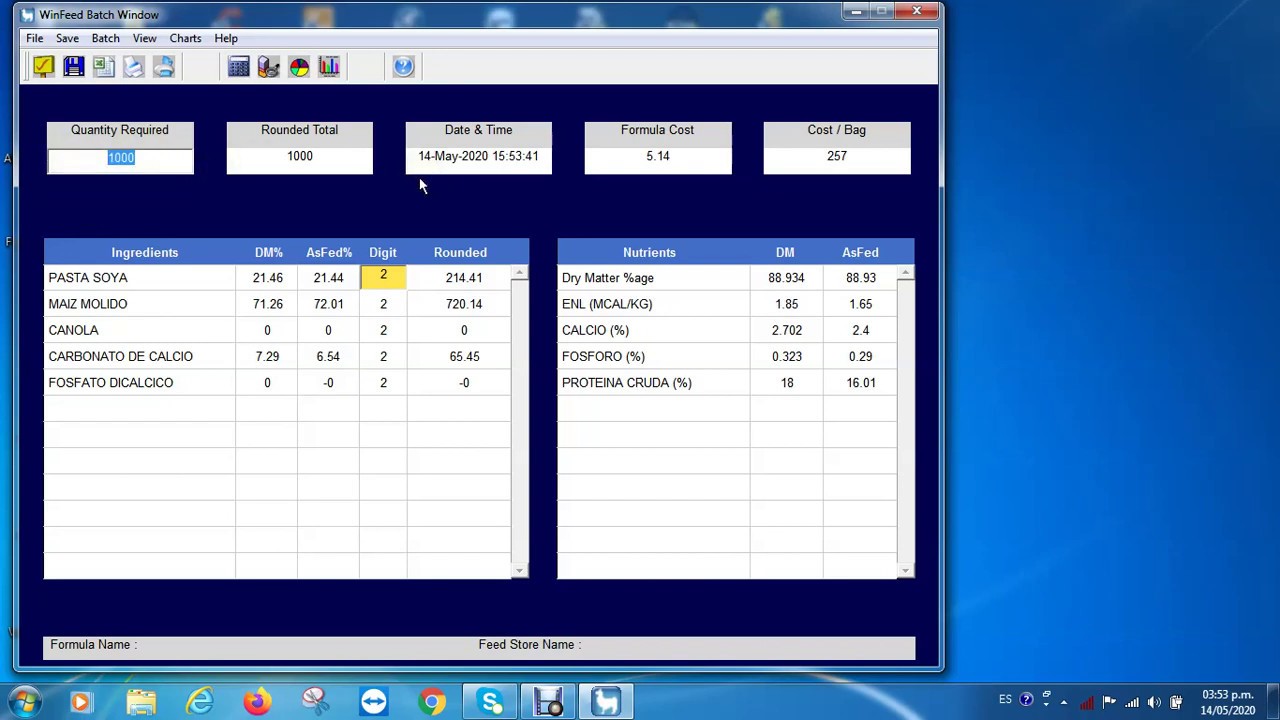 PRIMEROS PASOS USANDO WINFEED 2.8 SOFTWARE DE FORMULACION DE RACIONES ...