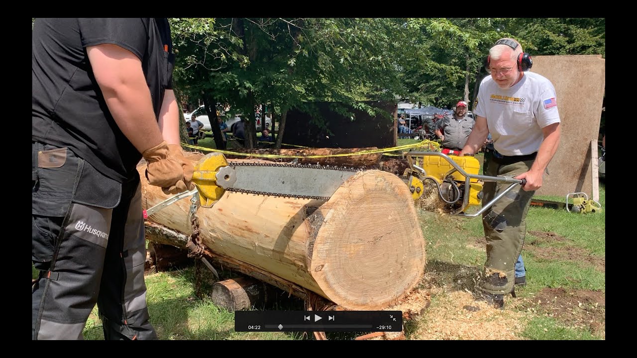 Antique and Vintage chainsaw demonstration, including vintage hot saws ...