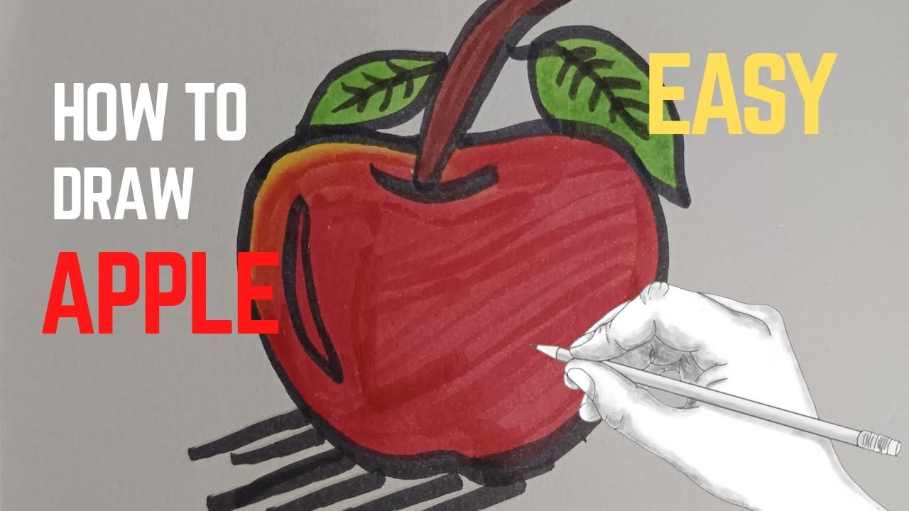 How to draw an Apple Easy art tutorial for beginners - YouTube