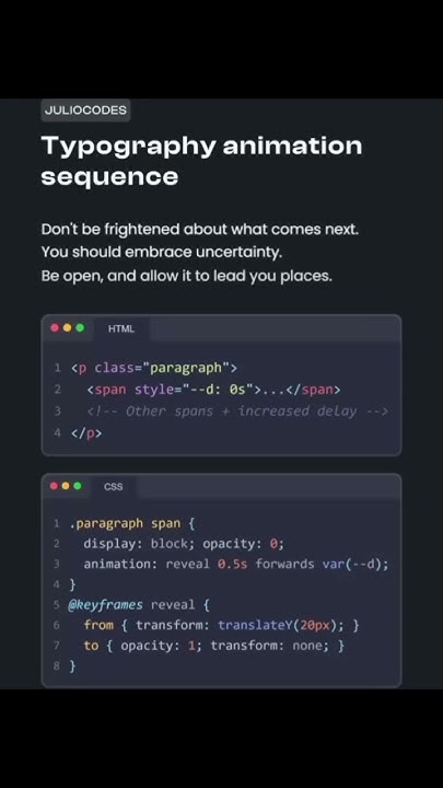 Typography Animation Sequence Coding Htmlcss Shortsvideo Csstrick Css K2khode735 Youtube