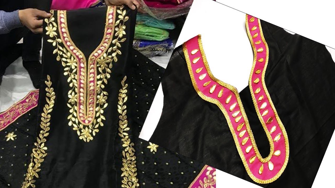 Gotta Patti Work Neckline Making Simple And Easy Method - YouTube