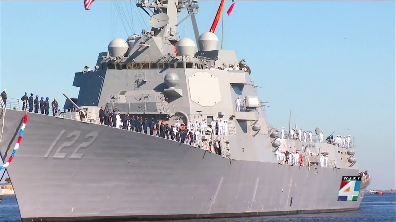 Mayport Naval Station welcomes its newest ship, USS John Basilone - YouTube
