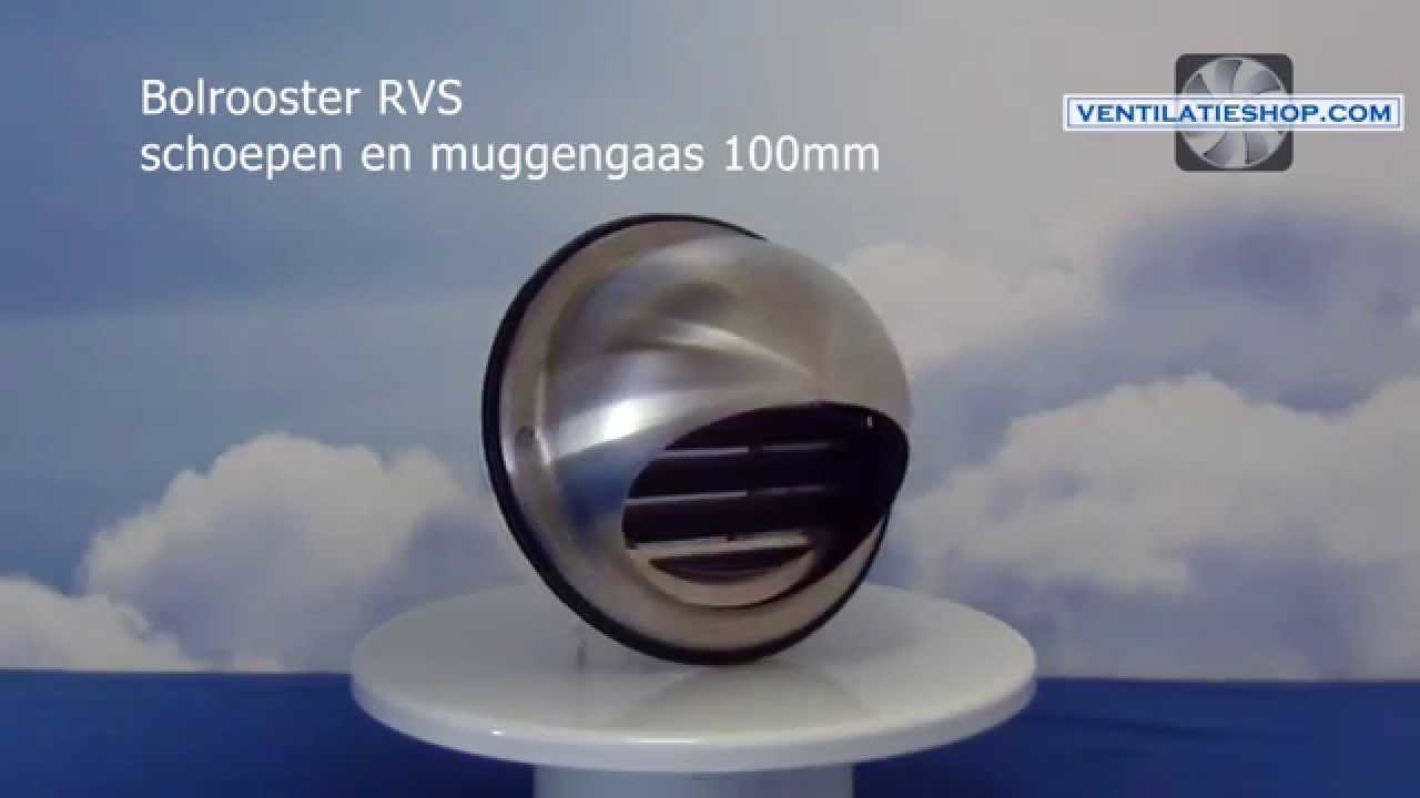 Bolrooster RVS, schoepen en muggengaas, 100mm - Ventilatieshop.com ...