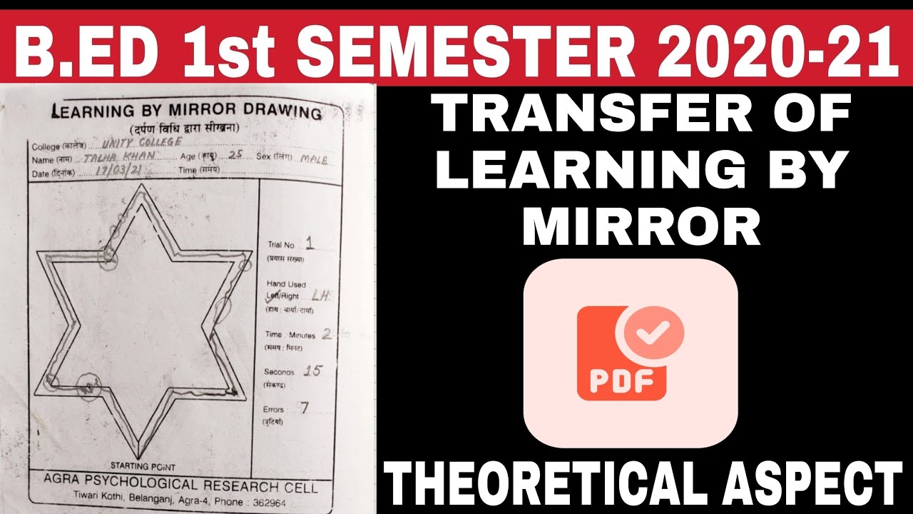 Transfer of learning by Mirror Drawing|| psychology experiment|| mirror ...