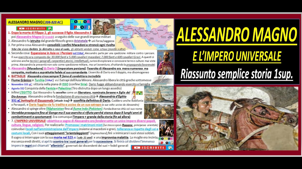 ALESSANDRO MAGNO e impero universale Riassunto semplice e completo - YouTube