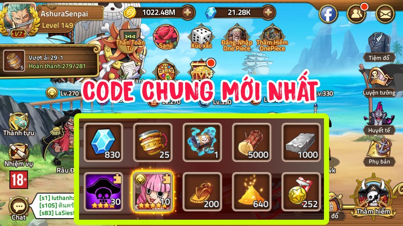 HUYỀN THOẠI HẢI TẶC HTHT- SHARE CODE CHUNG MỚI NHẤT NÀY 22 THÁNG 4 CỰC ...