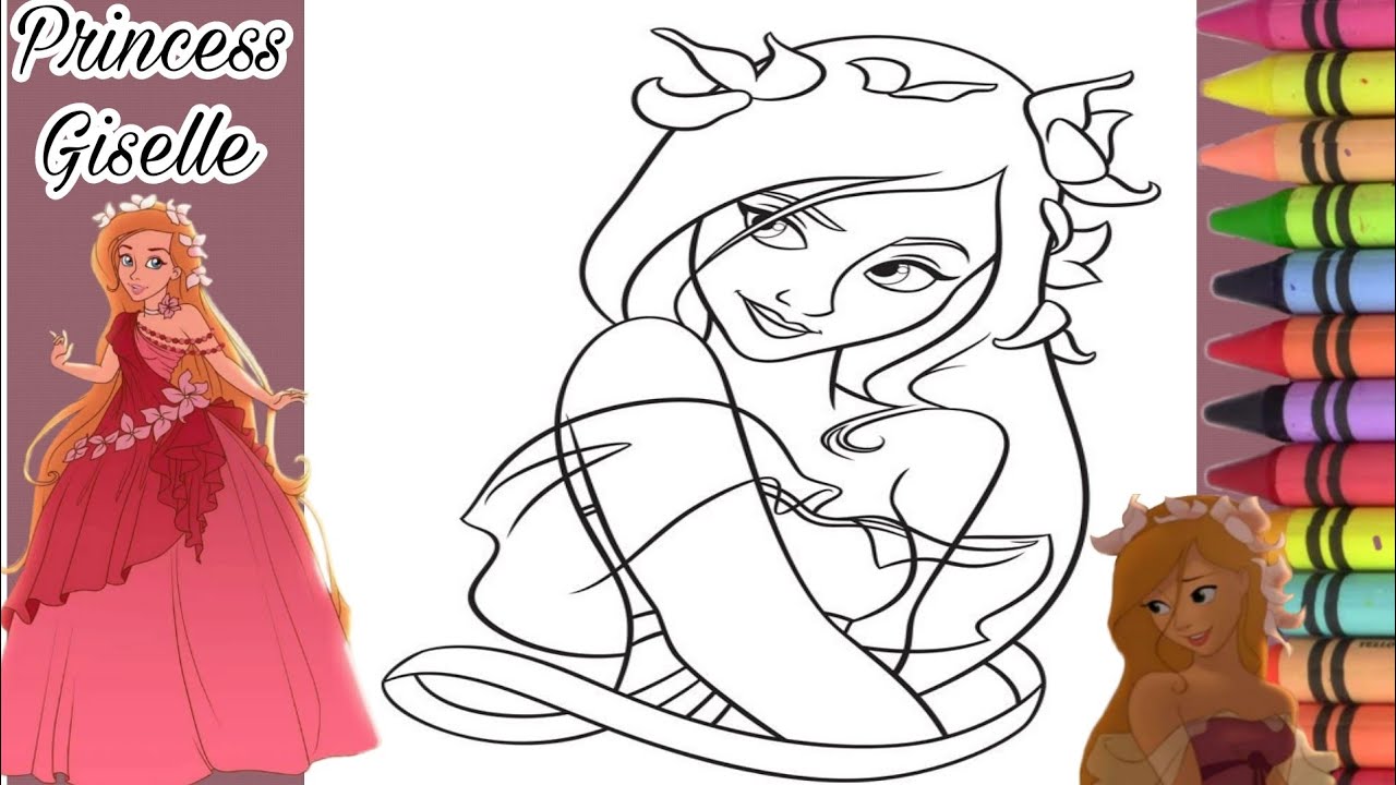 Disney Princess Giselle Coloring Page/Princess Coloring Book For Kids ...