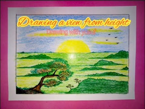 Drawing a view from height || Drawing on small media || Drawing with ...