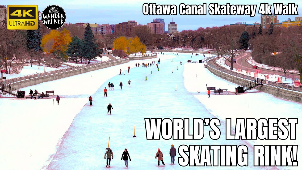 Walking the World's LARGEST Skating Rink! 4k Tour Canada's 7.8km Rink ...