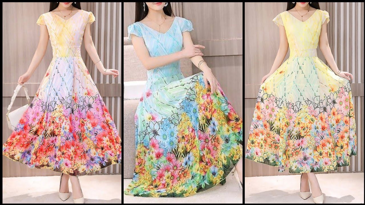 Most Attractive Stylish And Trendy Designer Floral Print Long Maxi ...