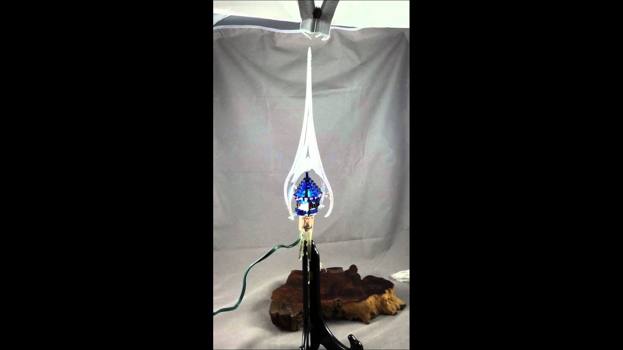 Blue Merry Glow Round Rotating Tree Topper - light - YouTube