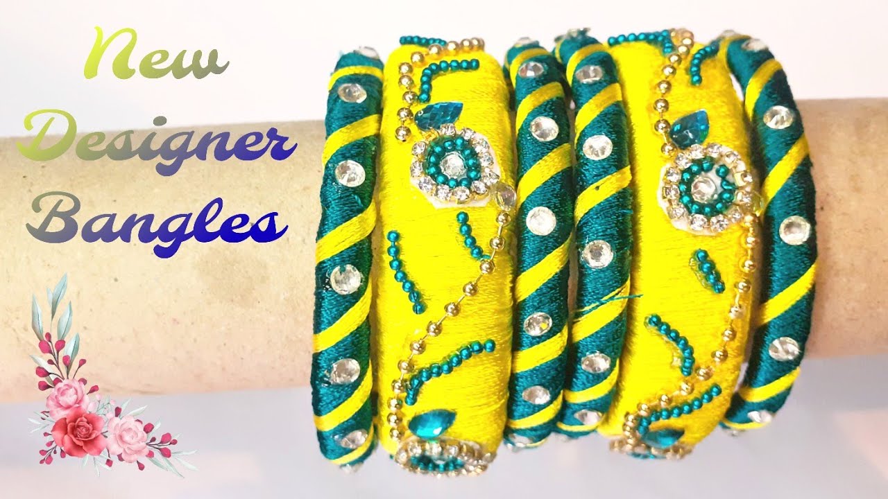 Lite Yellow & Thick Green Colour Combination Silk Thread Bangles | How ...