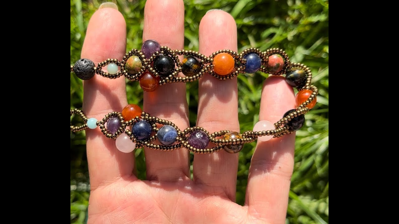 Earthstone bracelet ,beaded jewellery ,braided natural stones with seed ...