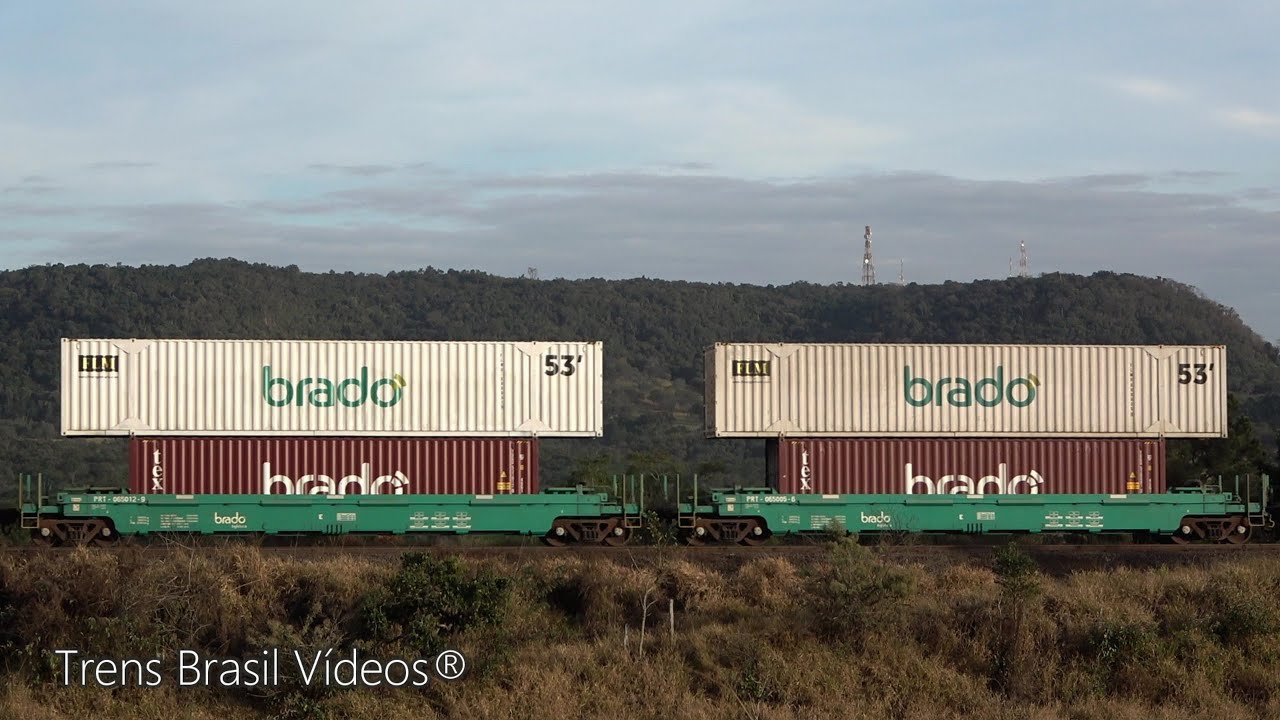 🇧🇷TREM Double Stack da Brado Logística | CHEGANDO em ITIRAPINA, SP ...