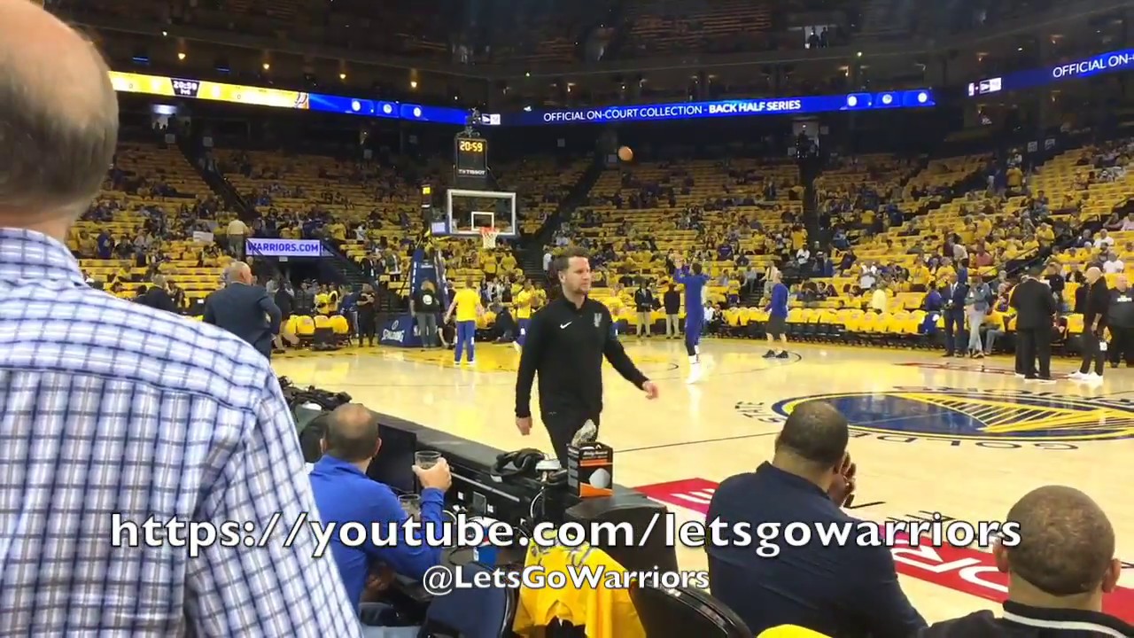 Steph Curry shooting (MCL rehab) pregame Game 1 vs Spurs, then heaves a ...
