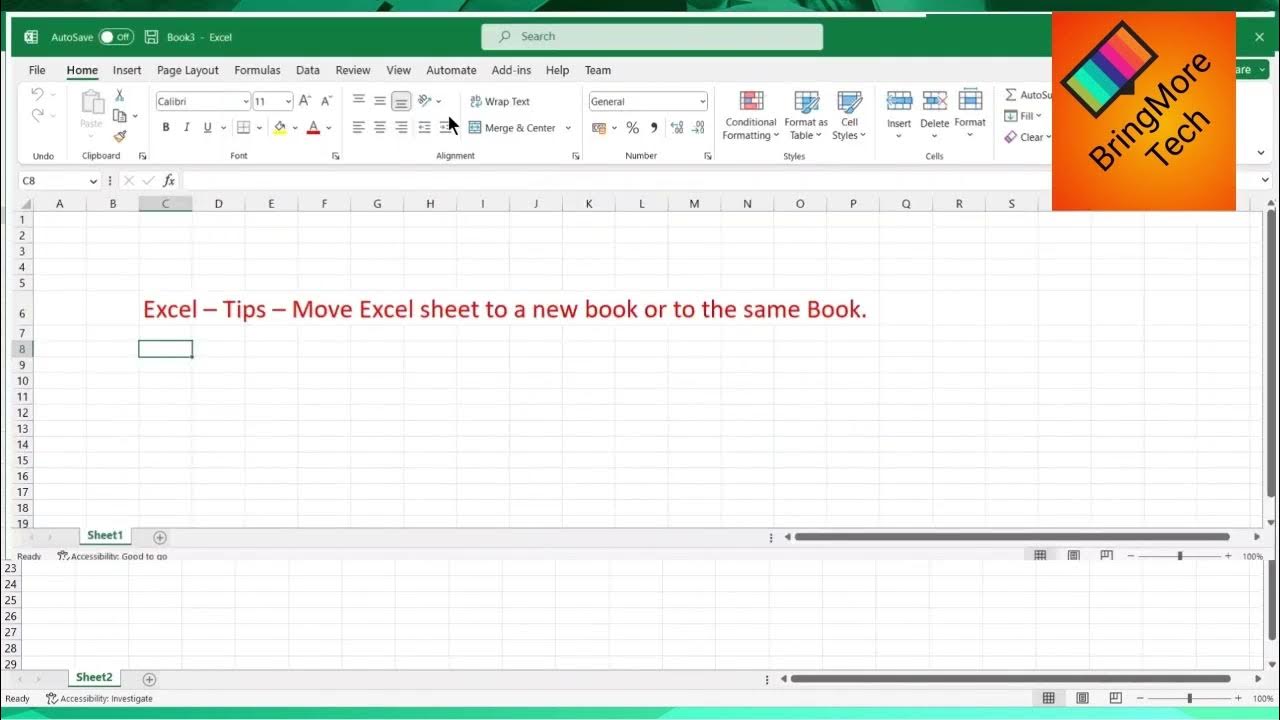 Excel – Tips – Move Excel sheet to a new book or to the same Book. - YouTube