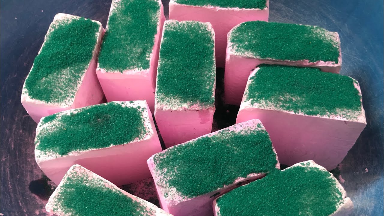 Thick pink gym chalk blocks||ASMR - YouTube