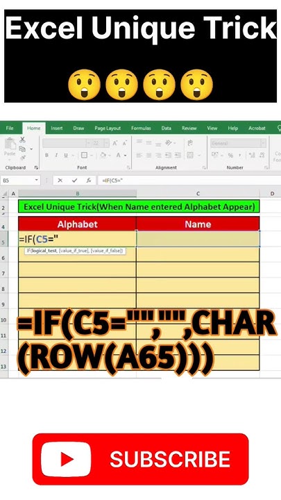 ExcelTrick🔥#When Name Entered Alphabet Appears#exceltips#excelformula#excelshorts#exceltutorial ...