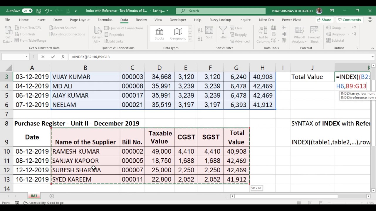 Index With Reference - Two Minutes of Excel - YouTube