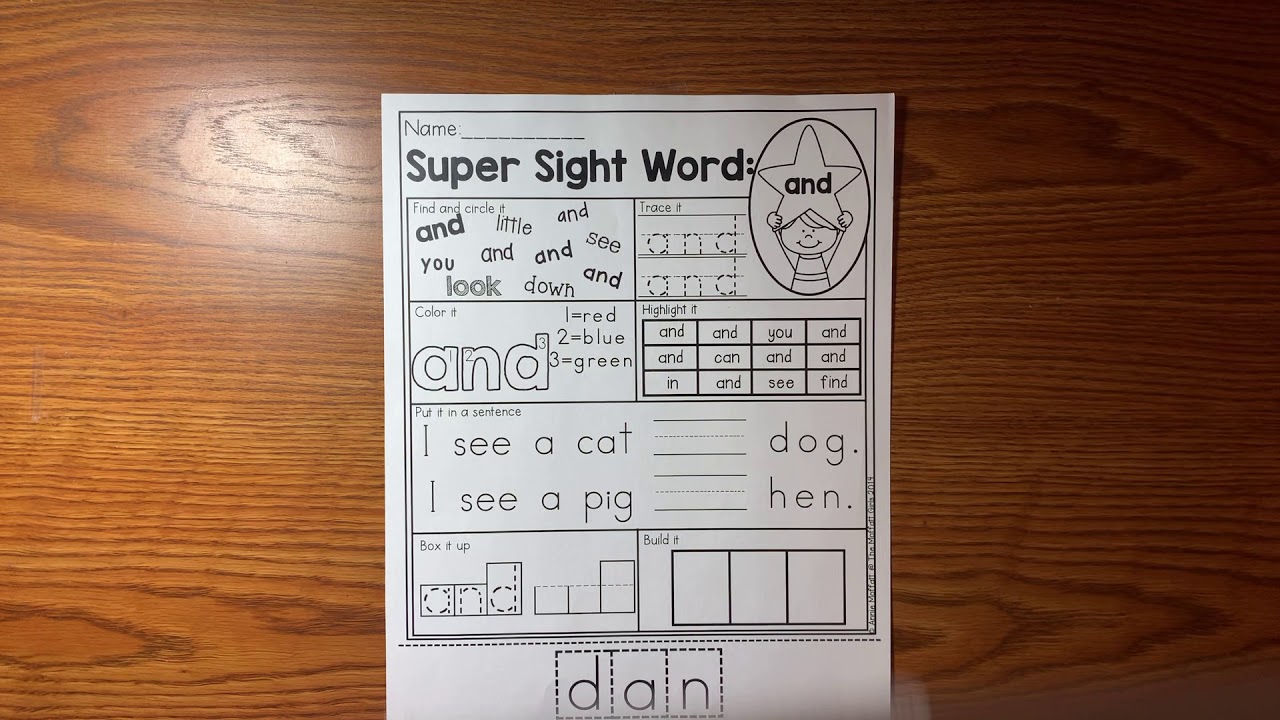 Sight word paper - and - YouTube