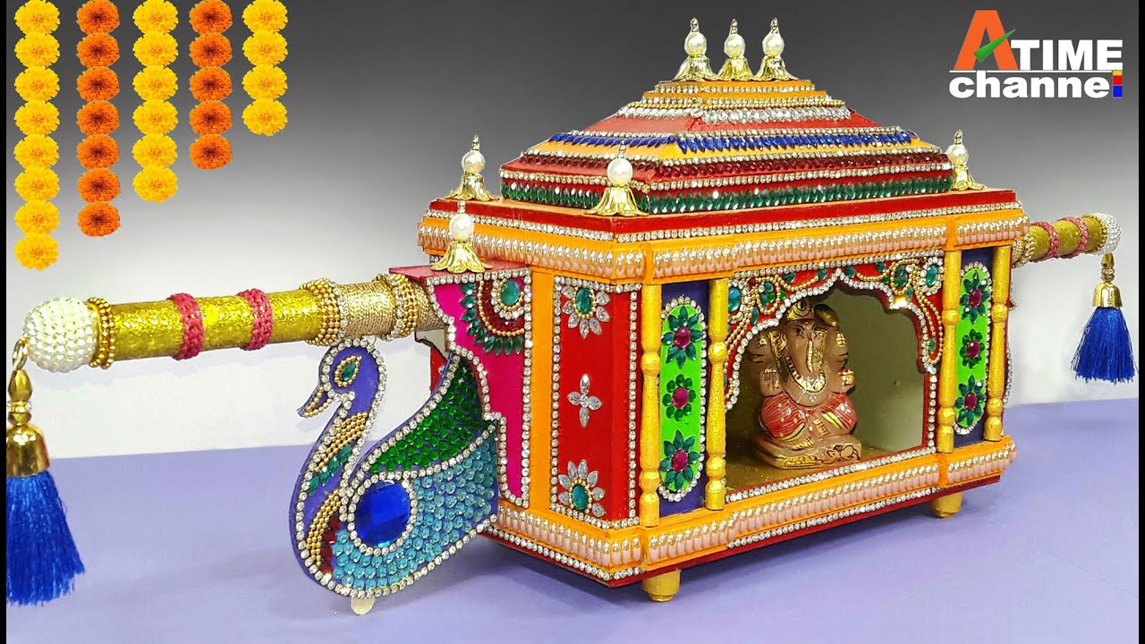 Ganpati Decoration Ideas For Home How To Make Doli palki With ganpati-decoration-ideas-for-home-how-to-make-doli-palki-with