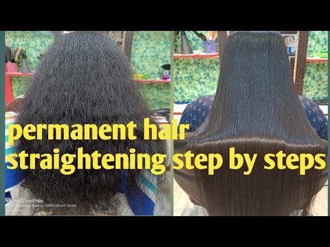 permanent hair straightening step by steps - YouTube