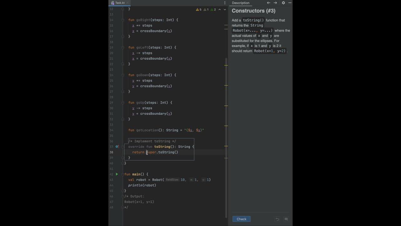 Kotlin - Robot Part 4 toString - YouTube