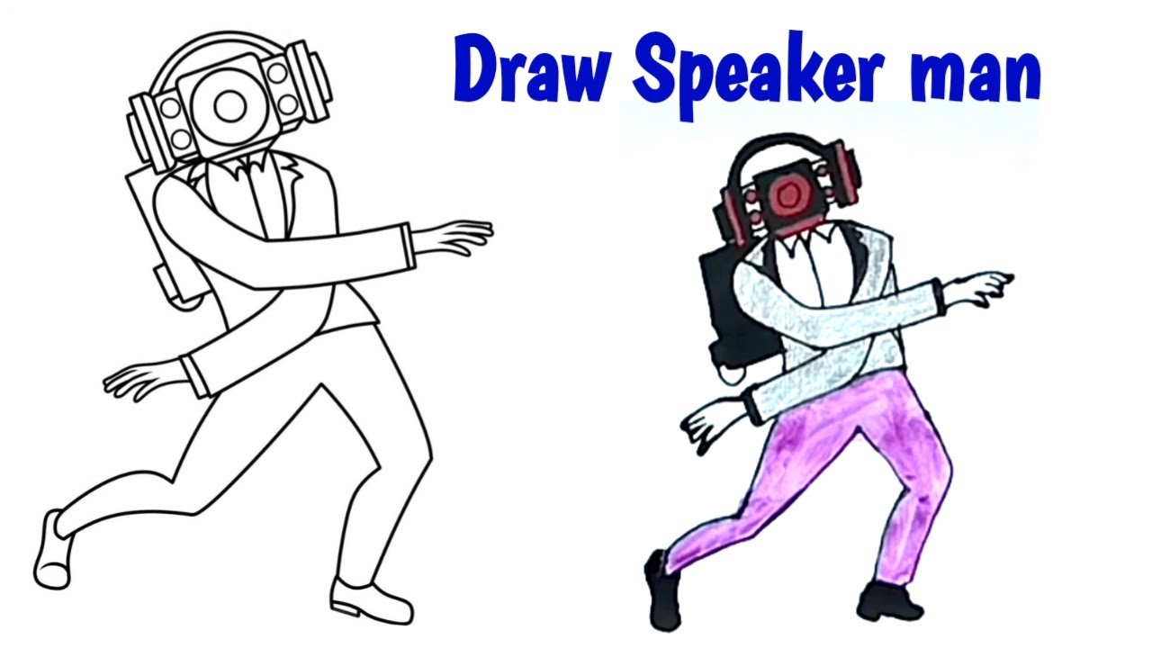How to draw Skibidi toilet - Speakerman, Draw cartoon, drawing school ...