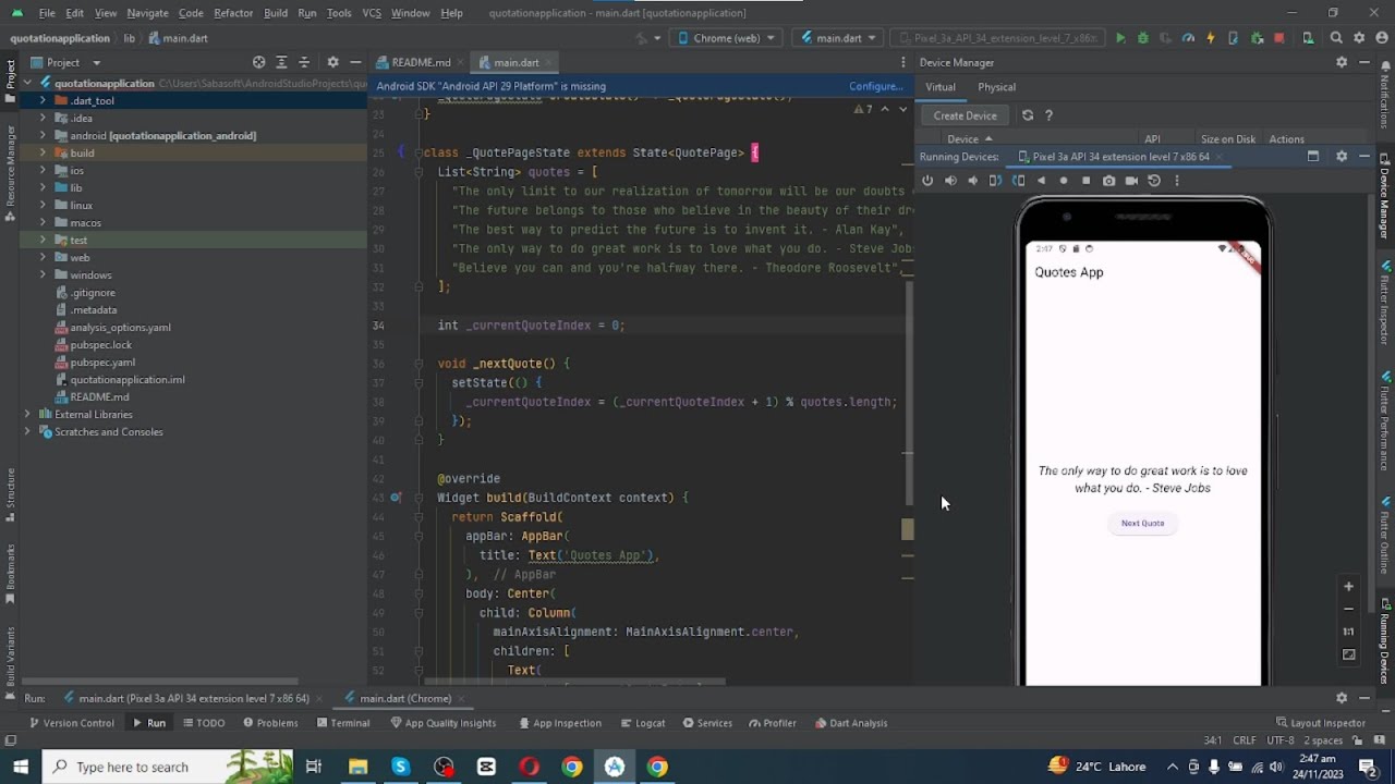 "Flutter Quote App Development with ChatGPT | Build a Smart Quote Generator | Flutter Tutorial ...