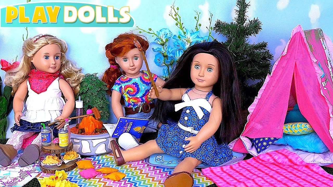 Summer Camp Picnic! PLAY DOLLS outdoor activities for kids - YouTube