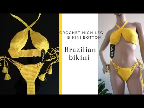CROCHET HIGH LEG BIKINI BOTTOM | crochet Brazilian bikini tutorial