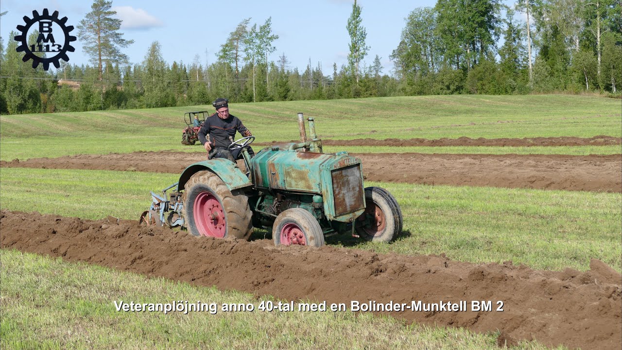 Munktells BM-2 i Veteranplöjning / BM Tractor with Two-stroke hot bulb ...