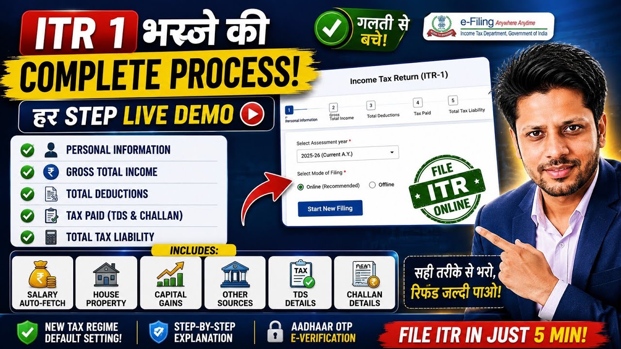 How to File ITR-1 AY 2025-26 | ITR filing process step by step | ITR 1 ...