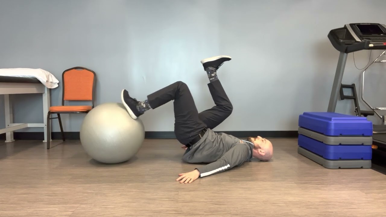 Single Leg Eccentric Glute Bridge on Physioball - YouTube
