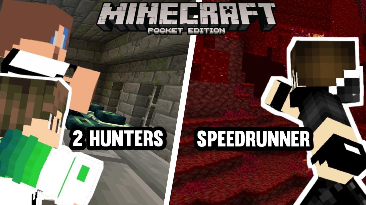 Speedrunner Vs 2 Hunter| Minecraft Pocket Edition| Manhunt| - YouTube