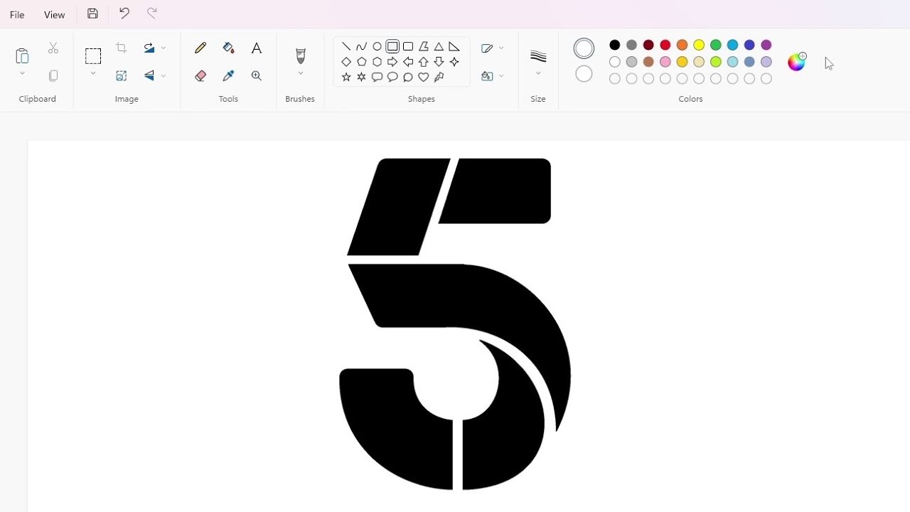 How to draw the Channel 5 (British TV channel) logo using MS Paint ...