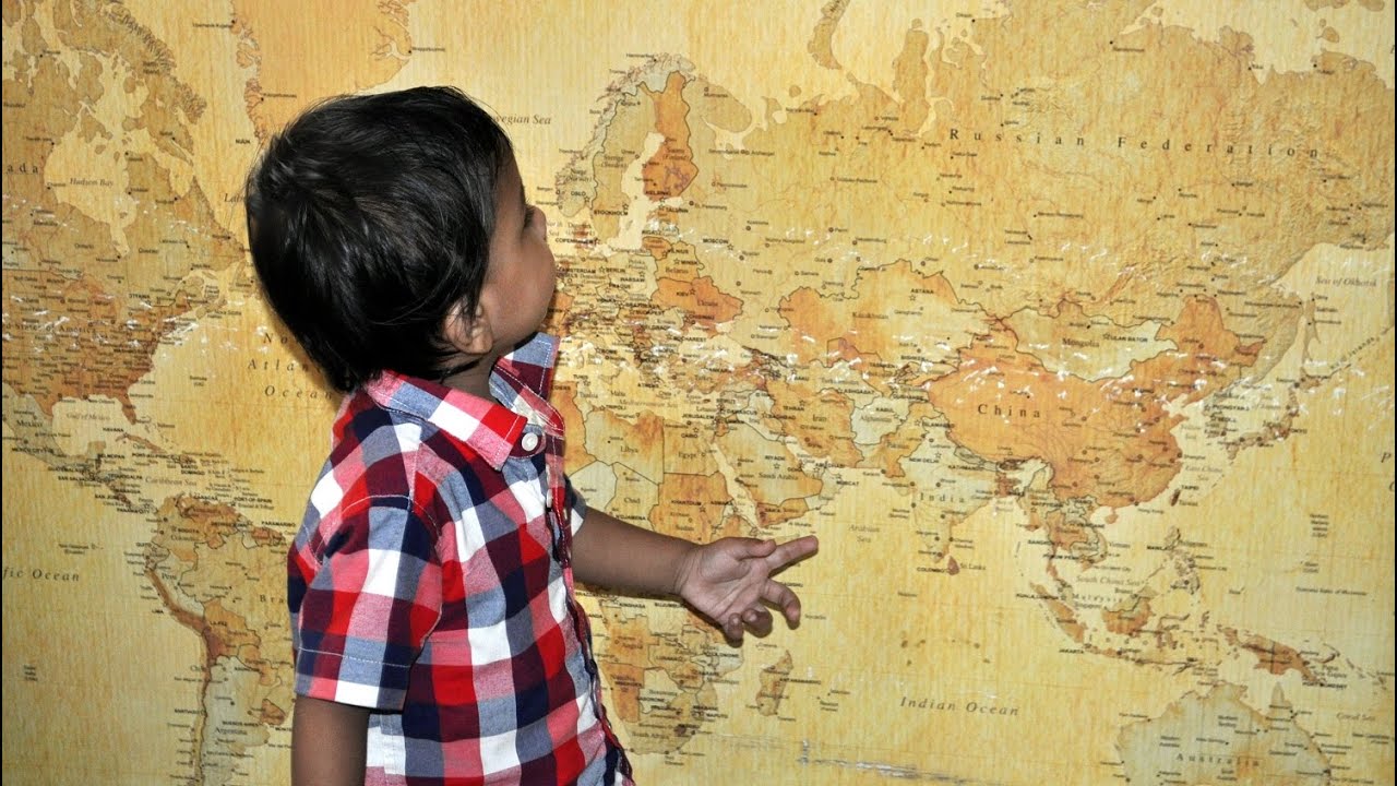 Amazing 18 months kid pointing countries in world map - YouTube