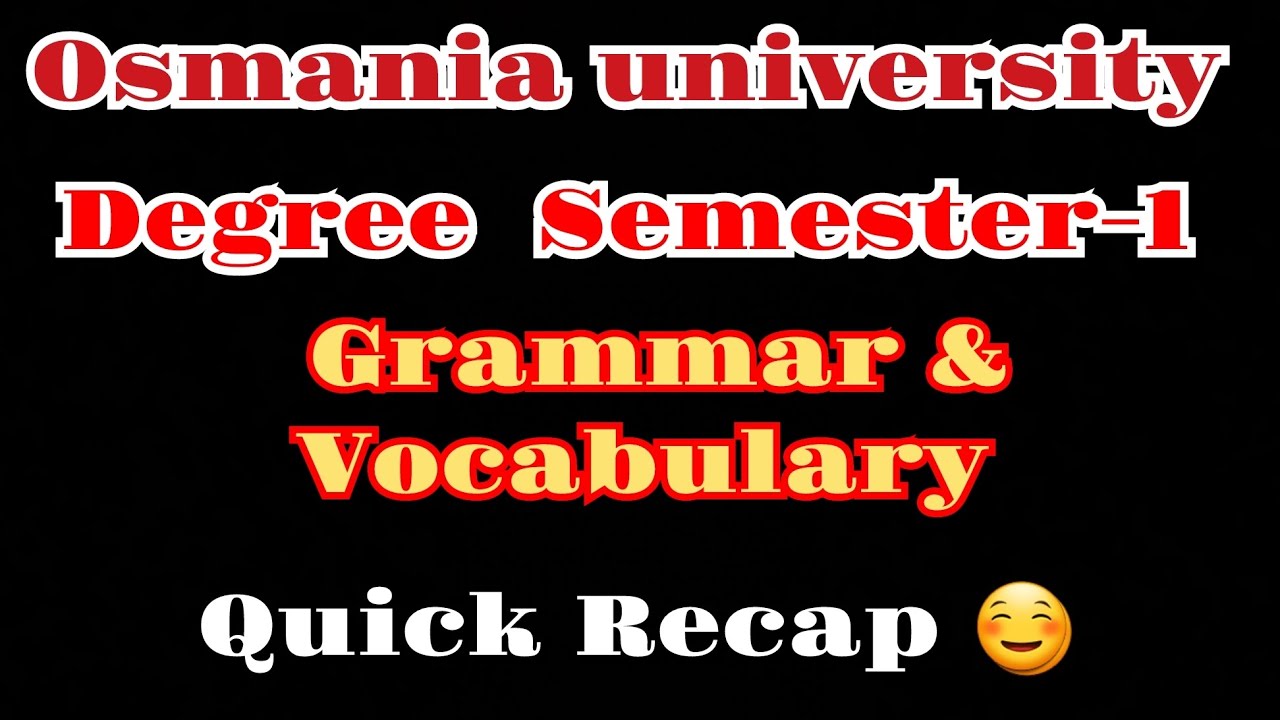 Degree Semester-1 ENGLISH Grammar & Vocabulary quick recap 💯 ...