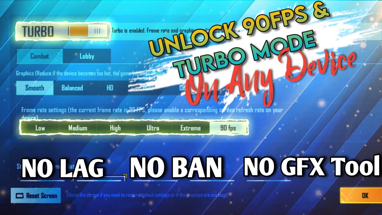 100% Unlock 90Fps and TURBO Mode in PUBG on Any Device || NO LAG || NO ...