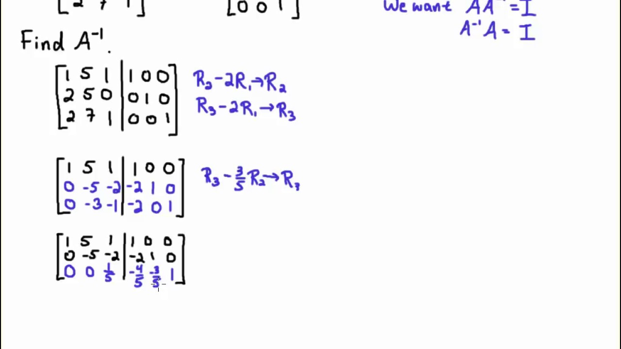 Computing the Inverse of 3 by 3 Matrix - YouTube