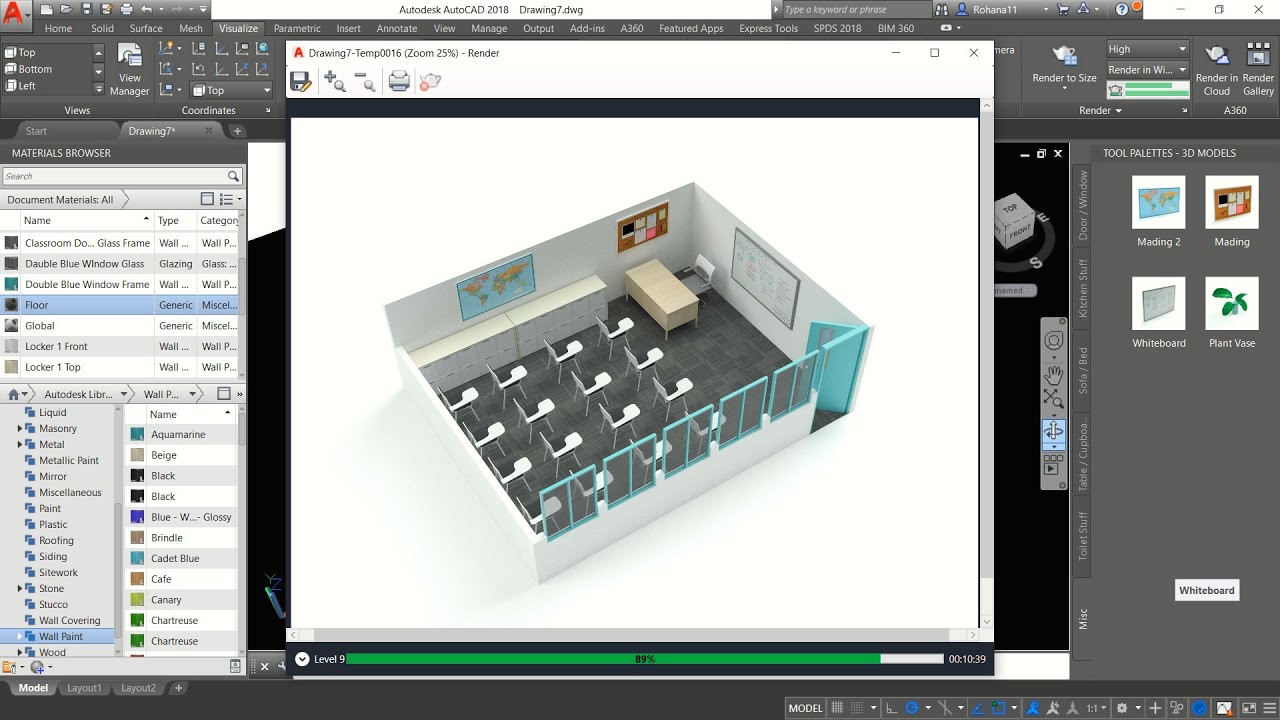 Fast AutoCAD 3D Classroom Floor Plan | Noob User - YouTube