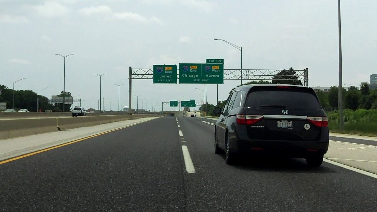 Veterans Memorial Tollway (Interstate 355 Exit 20) southbound - YouTube
