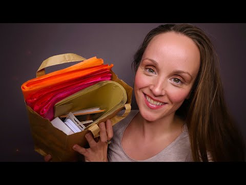 ASMR SCHREIBWAREN ROLEPLAY 🧡🩷🩵 Tapping, Paper Sounds, Tissue Paper | Show & Tell | Geflüstert